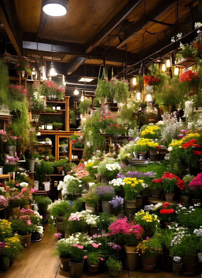 Florist Shop with Cozy Interior Design. Stock Illustration ...