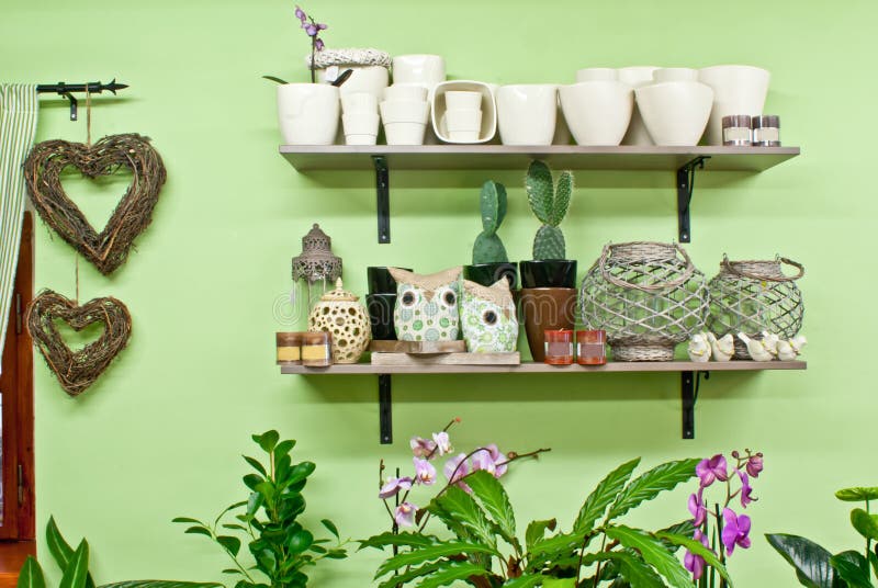 In the florist shop stock photo. Image of plantpot, glazed - 32953160