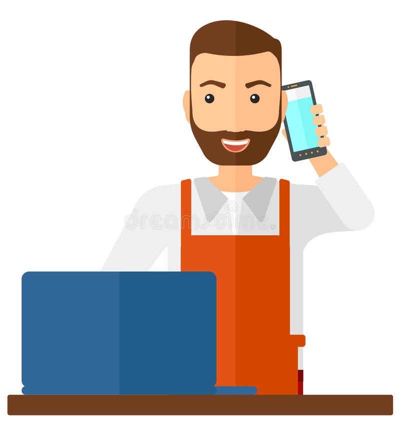 Cartoon phone taking order stock illustration. Illustration of paper ...