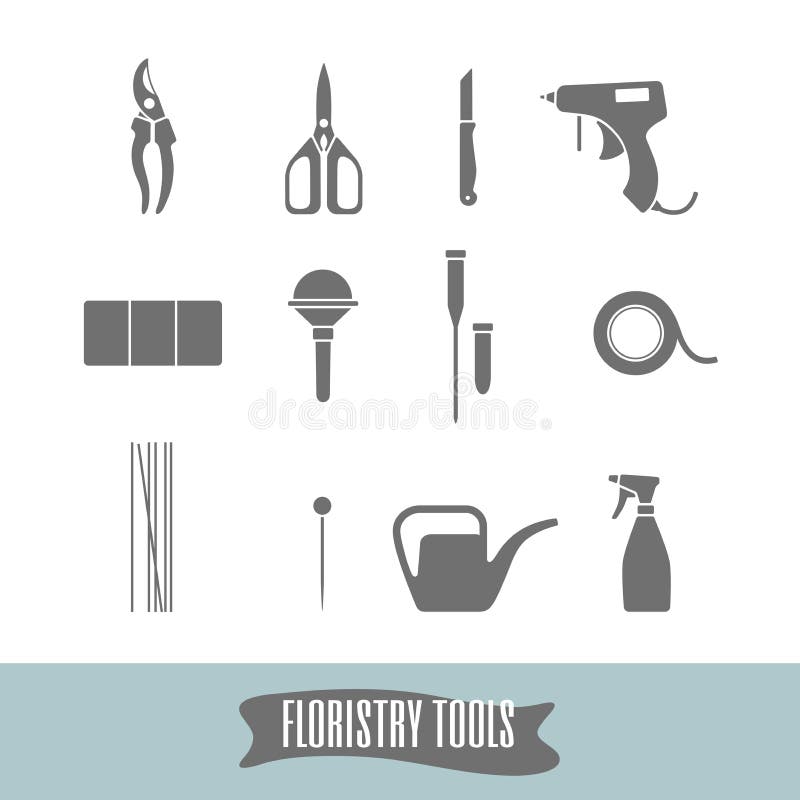 Florist Tools. Basic Set To Work With Flowers. Stock Vector ...