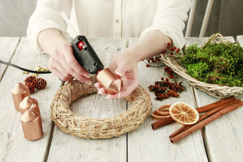 How To Make Advent Table Wreath, Step by Step Stock Image - Image of ...