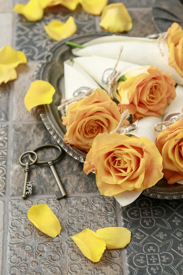 How To Make Lovely Present for Wedding Guests with Roses Stock Image ...