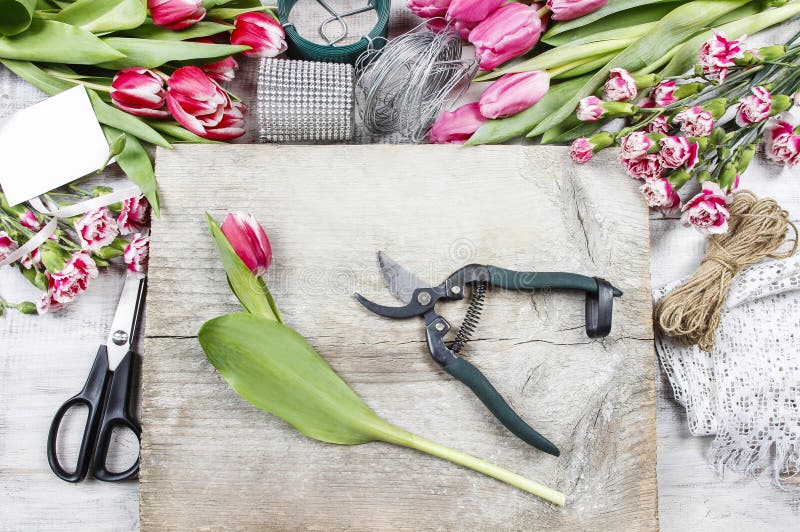 Florist at Work. Woman Making Floral Decorations Stock Image - Image of ...