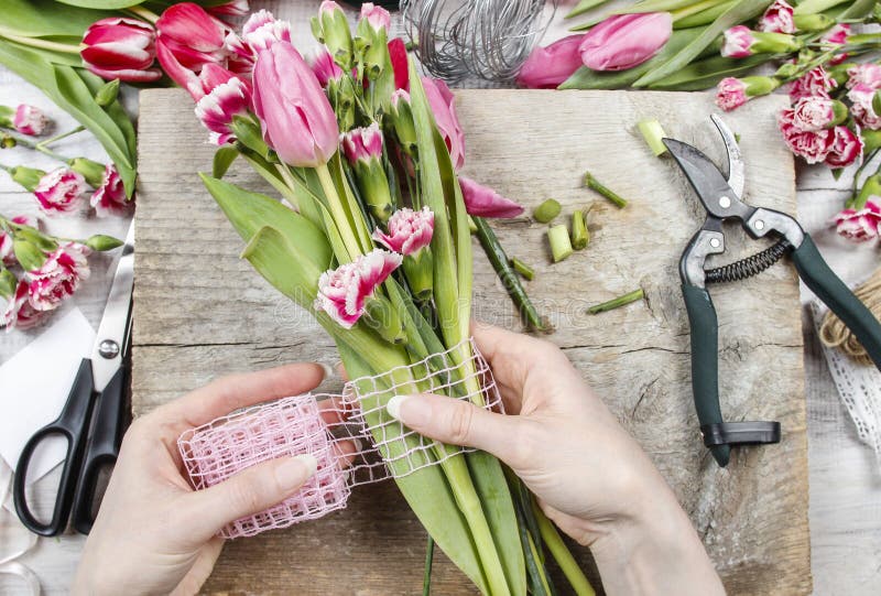 Florist at Work. Woman Making Floral Decorations Stock Photo - Image of ...