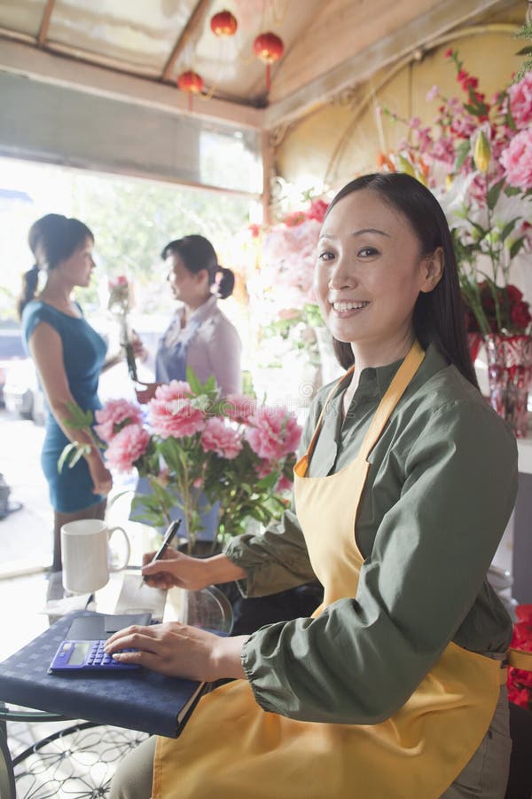 Florist Working in Flower Shop Stock Photo - Image of florist, business ...