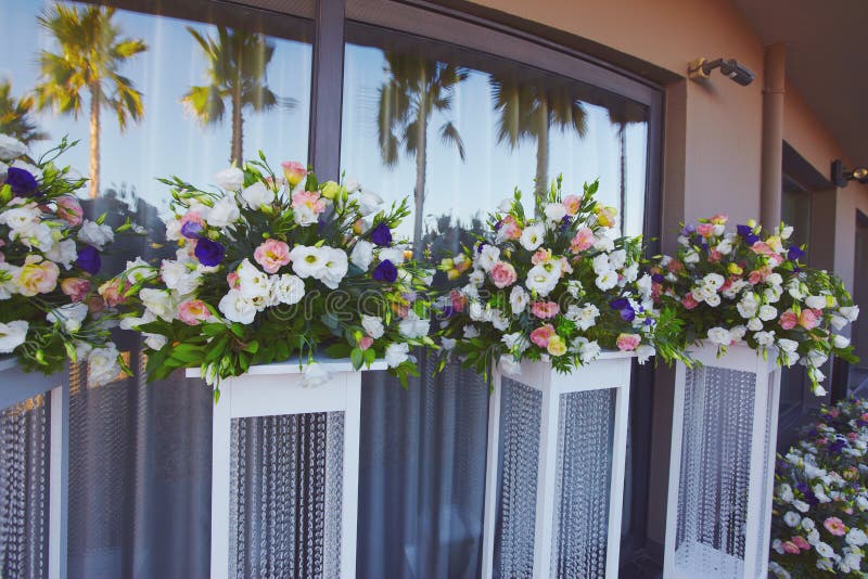Floristic Decoration Process of Wedding Party Open Air Stock Image ...