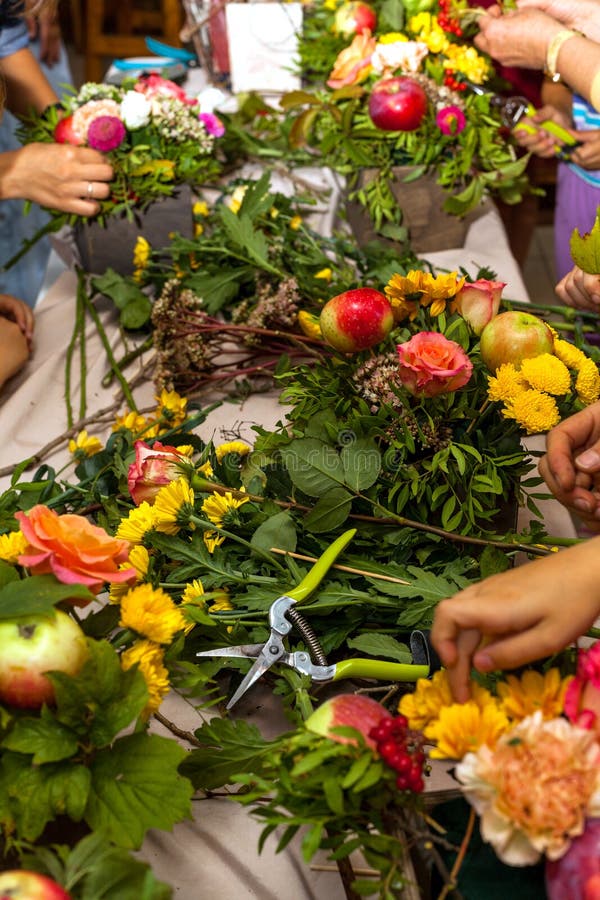 Floristic Masterclass. Bouquet Arrangement Stock Photo - Image of ...