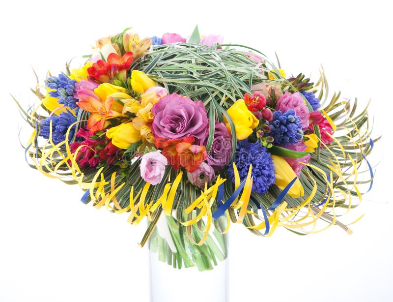 Floristry - Colorful Bridal Bouquet of Fresh Flowe Stock Photo - Image ...