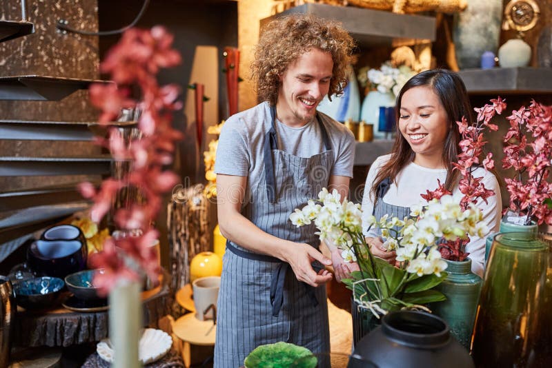 Florists in Training Work Together Stock Image - Image of learn, shop ...