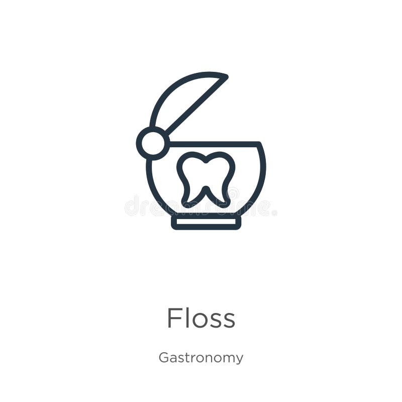 Floss Icon. Thin Linear Floss Outline Icon Isolated on White Background ...