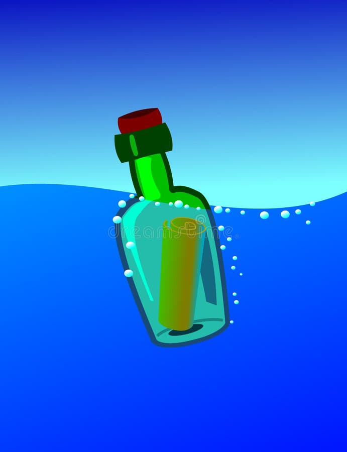 Botella a la deriva ilustración del vector. Ilustración de ayuda - 13439266