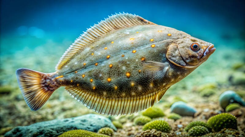 Flounder Fish Realistic Image Under the Water Close Up View. Generative ...
