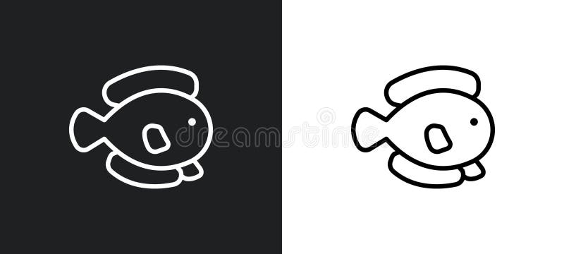 Flounder Outline Icon in White and Black Colors. Flounder Flat Vector Icon from Animals ...