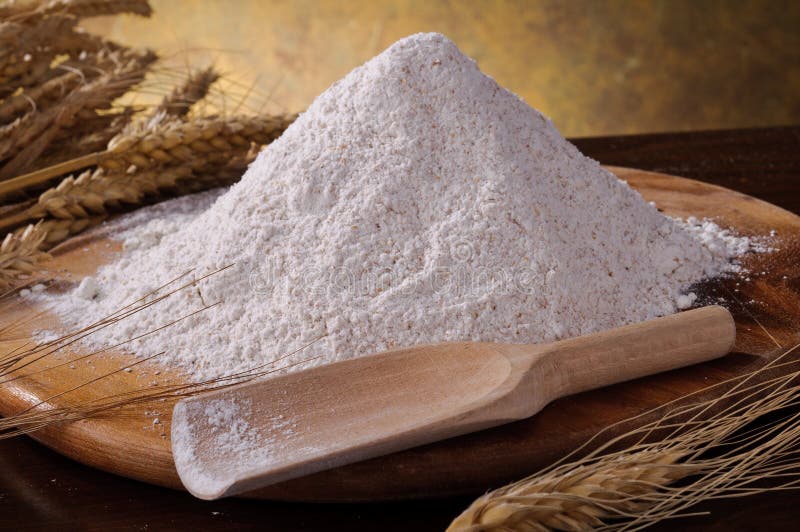 Whole Wheat Flour On Wooden Board Stock Image - Image of flour ...