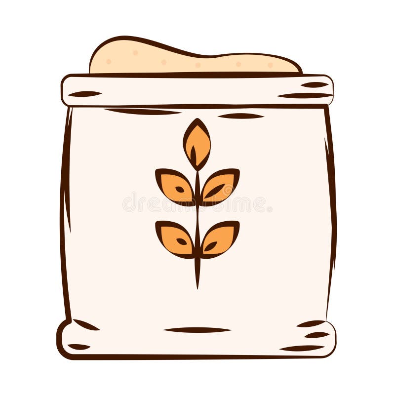 Flour Bag Cartoon Icon. Vector Stock Vector - Illustration of cook ...