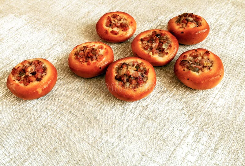 Mini Buns with Meat and Seeds Stock Image - Image of appetizer ...