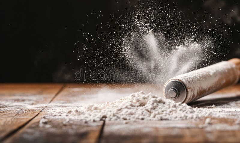 Flour Burst with Rolling Pin Stock Illustration - Illustration of still ...