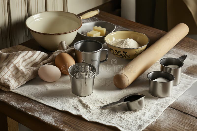 A Cozy Rustic Kitchen Scene Features a Variety of Baking Utensils and ...