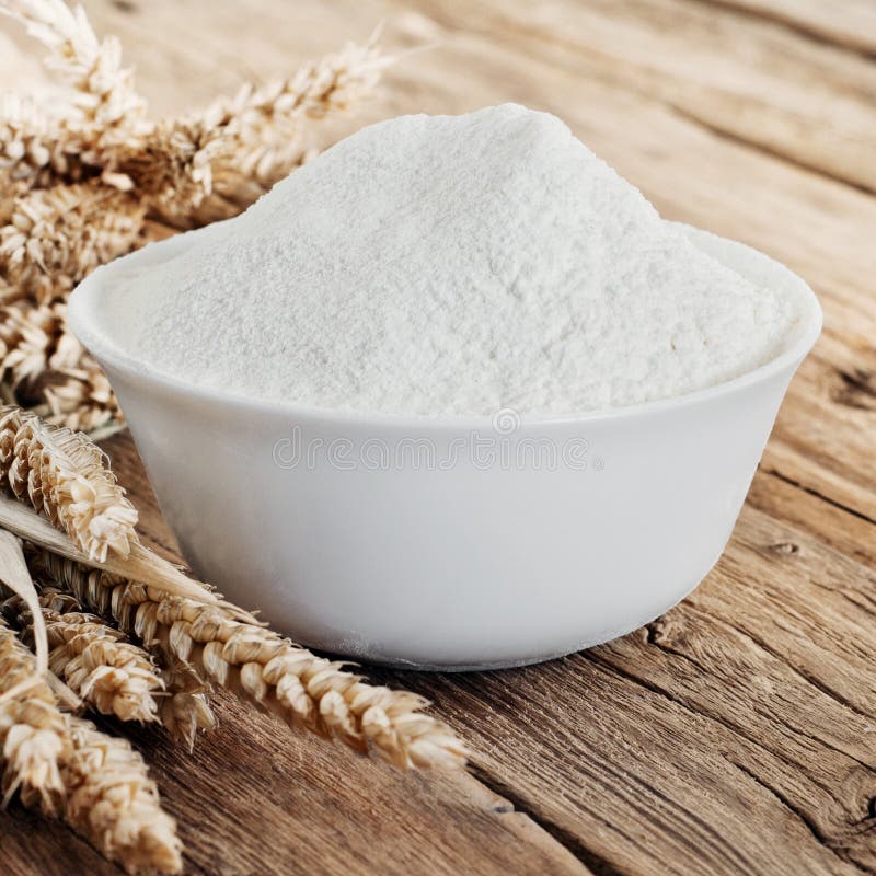 Flour in ceramic bowl stock image. Image of bakery, making - 62108741