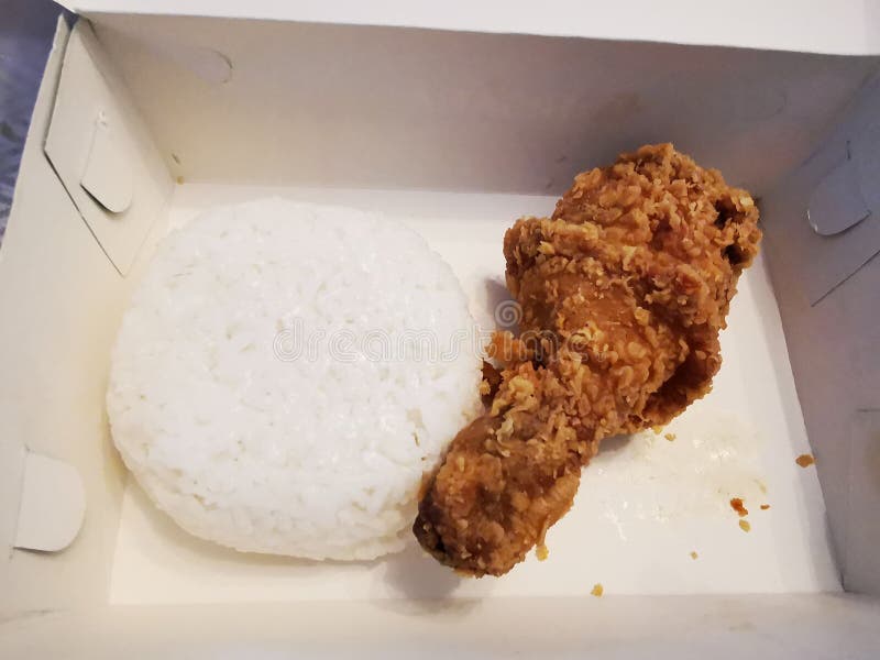 Flour Chicken and Rice in a Box Stock Image - Image of closeup ...