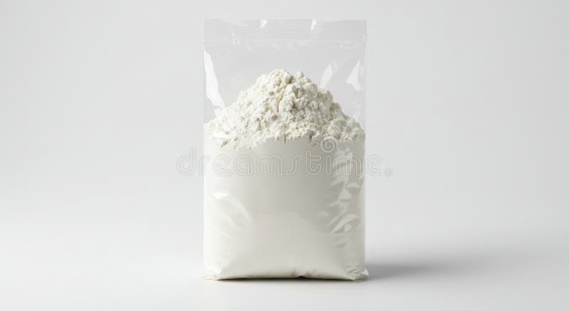Flour in Clear Plastic Bag Packaging on White Background Still Life ...