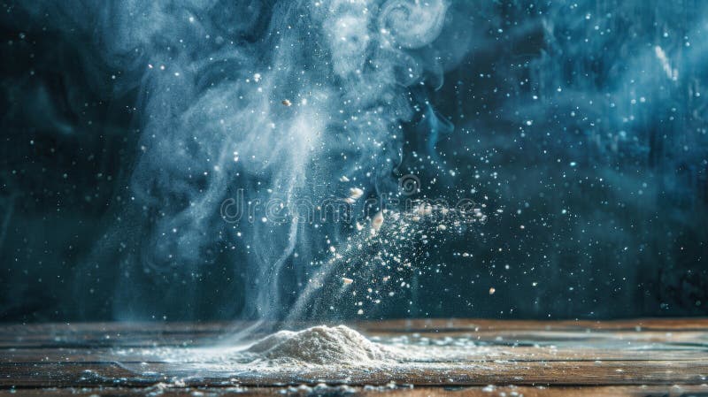 Flour Cloud with Particles in Motion Stock Photo - Image of generated ...