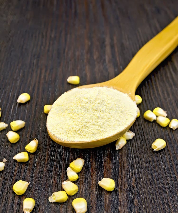 Flour Corn in Spoon on Board Stock Image - Image of culinary, dieting ...