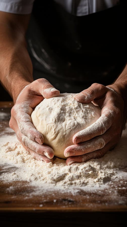 Flour-covered Hands Forming Dough into Perfect Round Shapes Stock Image ...