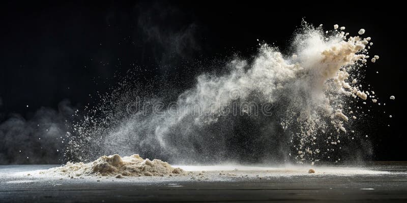 Flour Dust Falling on a Black Table Generative AI Stock Illustration ...