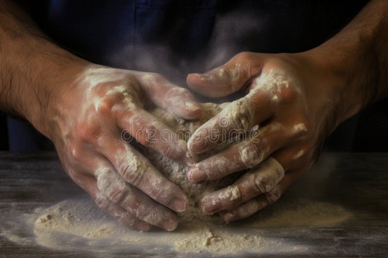 Flour-dusted Hands Kneading Raw Pasta Dough Stock Illustration ...