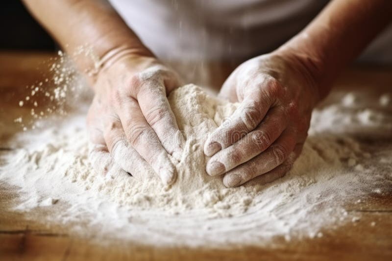 Flour Dusted Hands Shaping Sourdough Dough Stock Photo - Image of ...