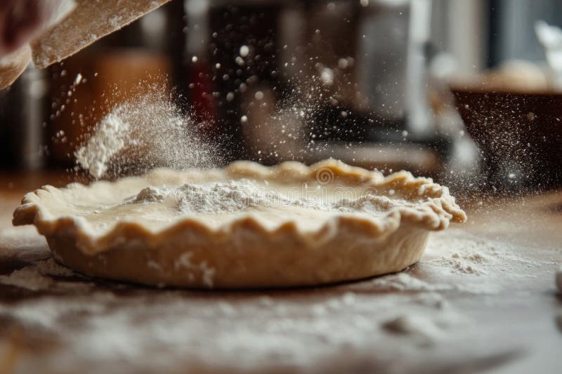 Flour Dusted Pie Crust with Flour Falling Around it Stock Illustration ...