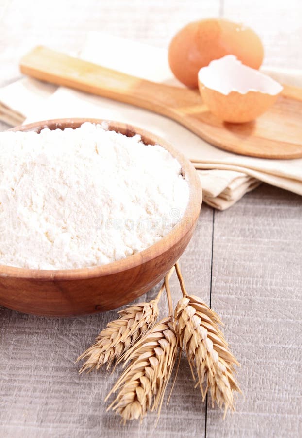 Flour, egg and ingredients stock image. Image of fresh - 25657871