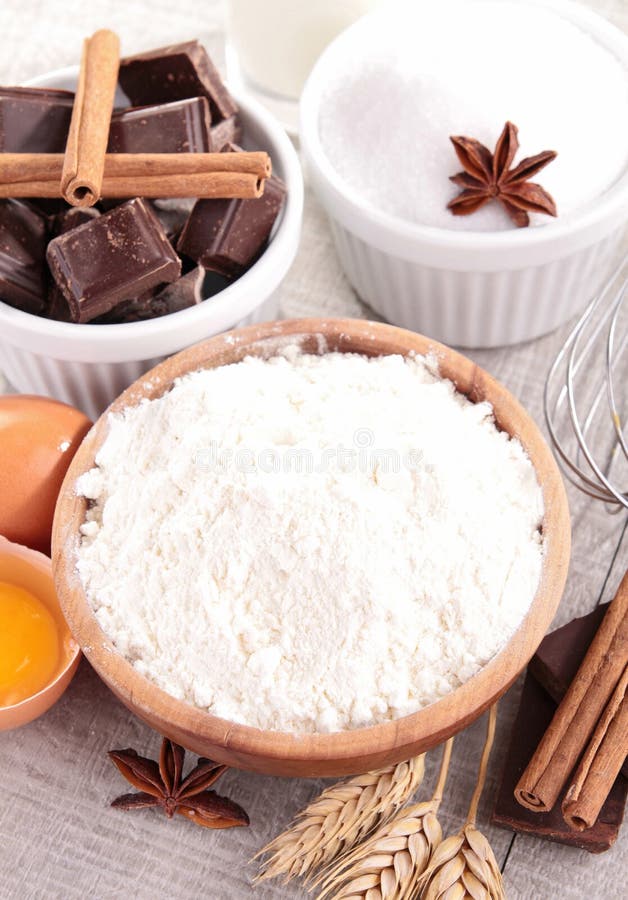 Flour, egg and ingredients stock photo. Image of ingredient - 25675412