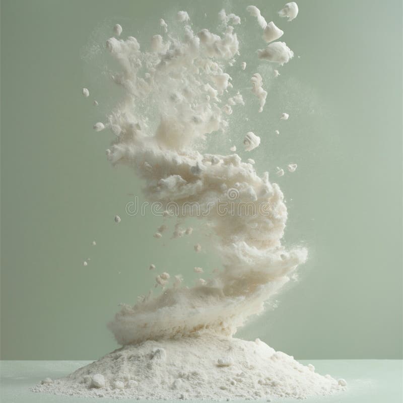 Flour Explosion Against Green Background Capturing Movement and Texture ...