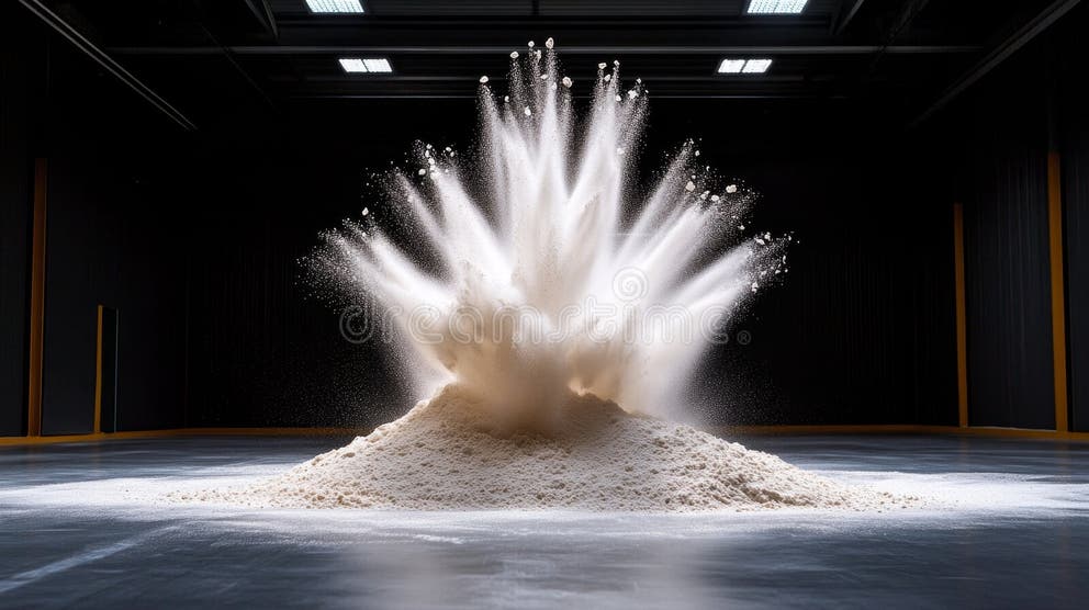 Flour Explosion Captured in Industrial Space with Dramatic Lighting ...