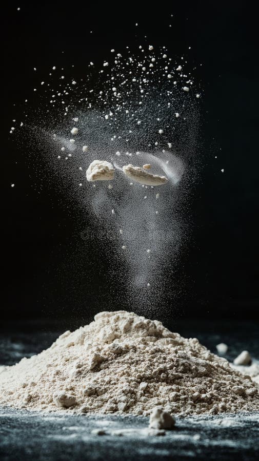 Flour Explosion Captured in Mid-air Against a Dark Background Stock ...