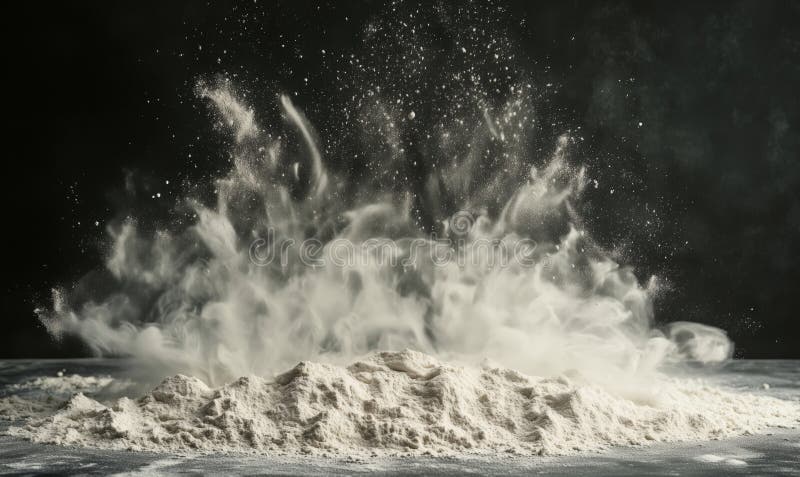 Flour Explosion Creating Cloud of Dust, Dramatic Effect, Dark ...