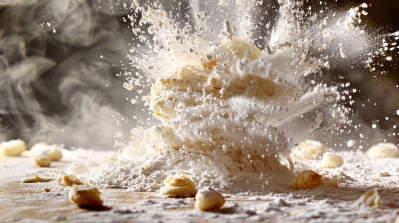 Flour Explosion: Homemade Gnocchi Dough Preparation Stock Illustration ...