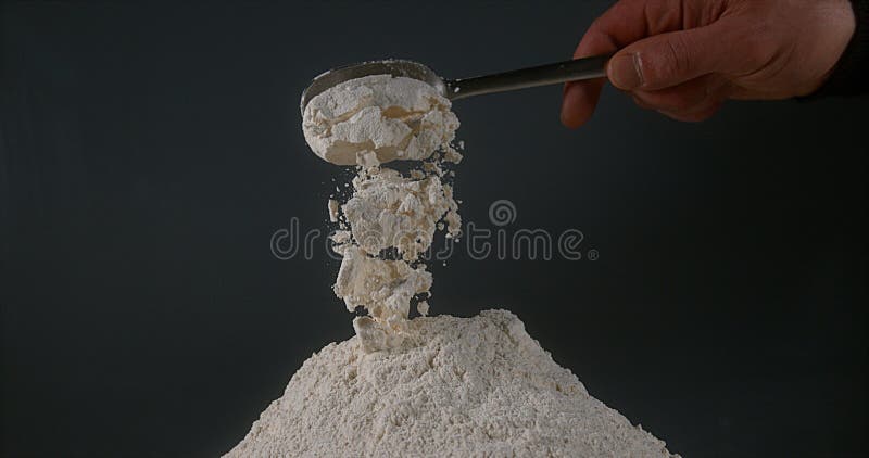 Flour Falling Against Black Background Stock Image - Image of healthy ...