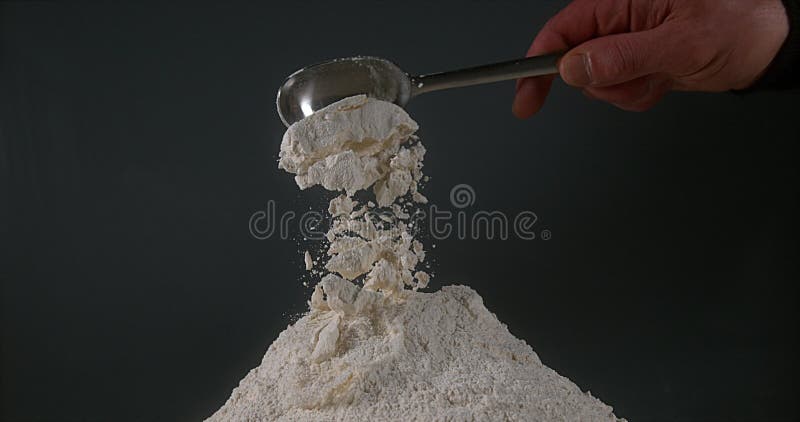 Flour Falling Against Black Background, Stock Footage - Video of back ...