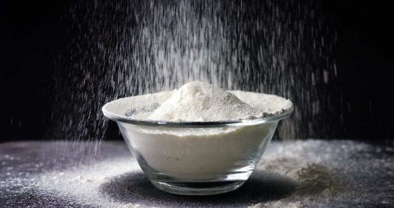 Flour Falling on Black Background Stock Image - Image of healthy, dough ...