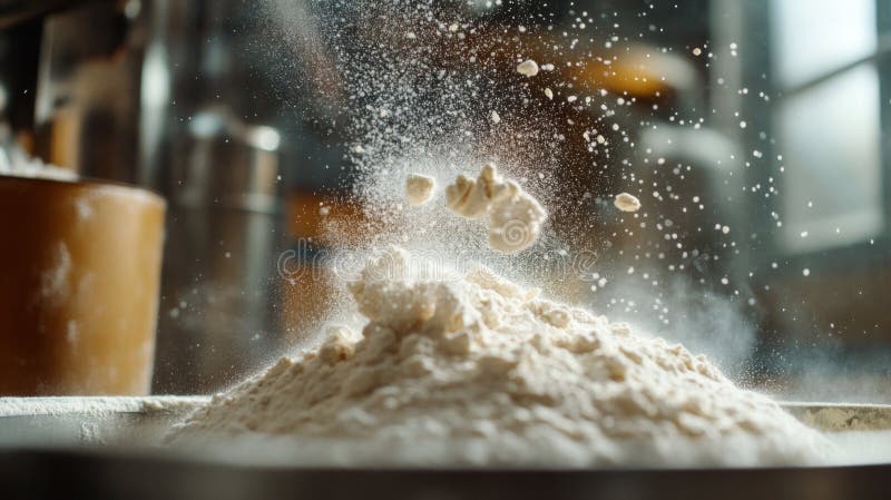 Flour Falling Onto a Pile of Flour in a Bakery Stock Illustration - Illustration of powder ...