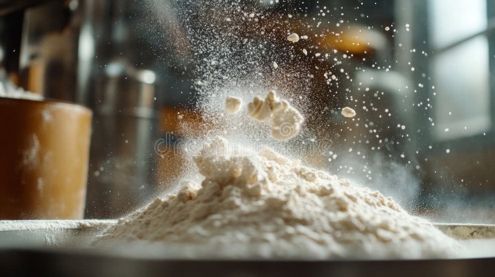 Flour Falling Onto a Pile of Flour in a Bakery Stock Illustration ...