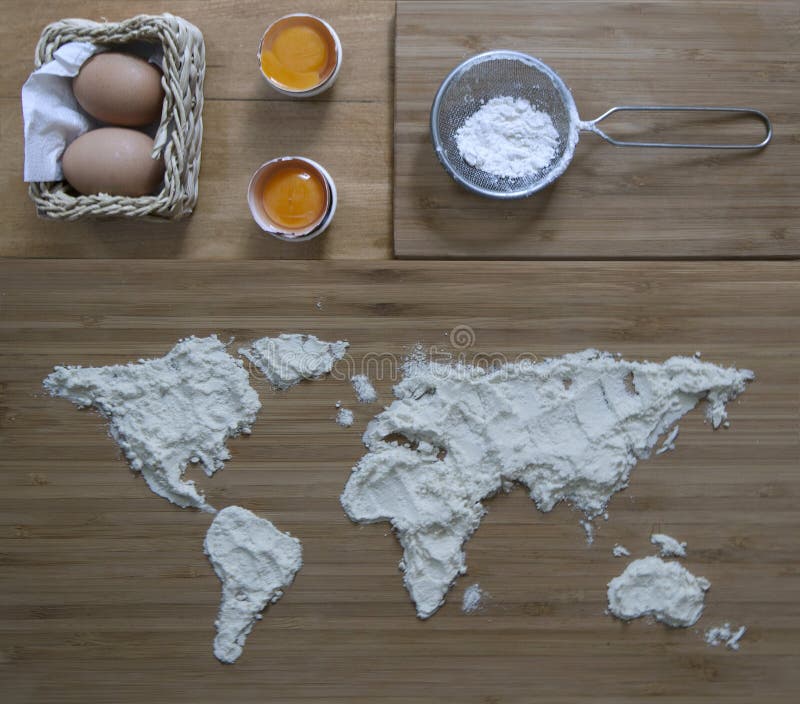 Flour in the Form of a World Map for the Preparation of the Biscuit ...