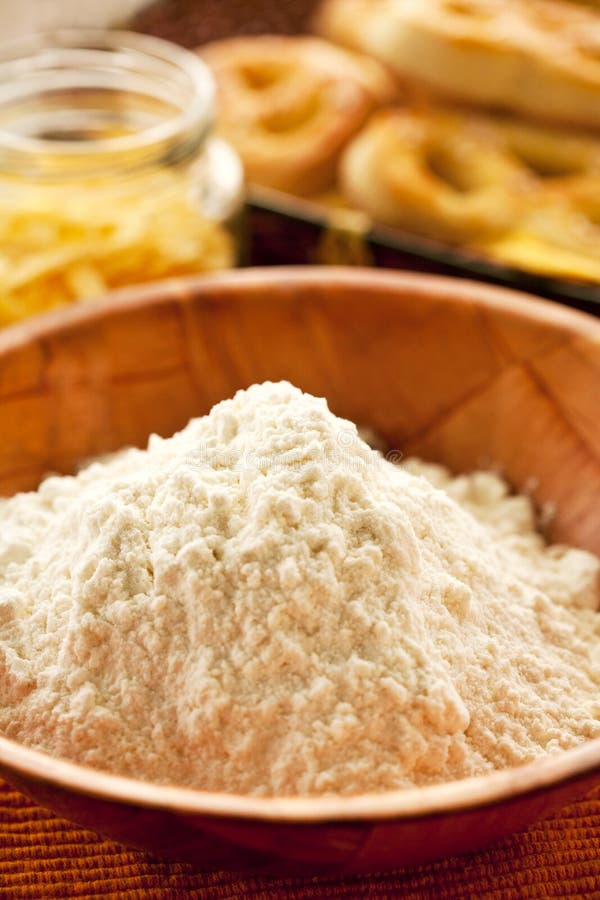Flour and fresh pastries stock photo. Image of kitchen - 49262812
