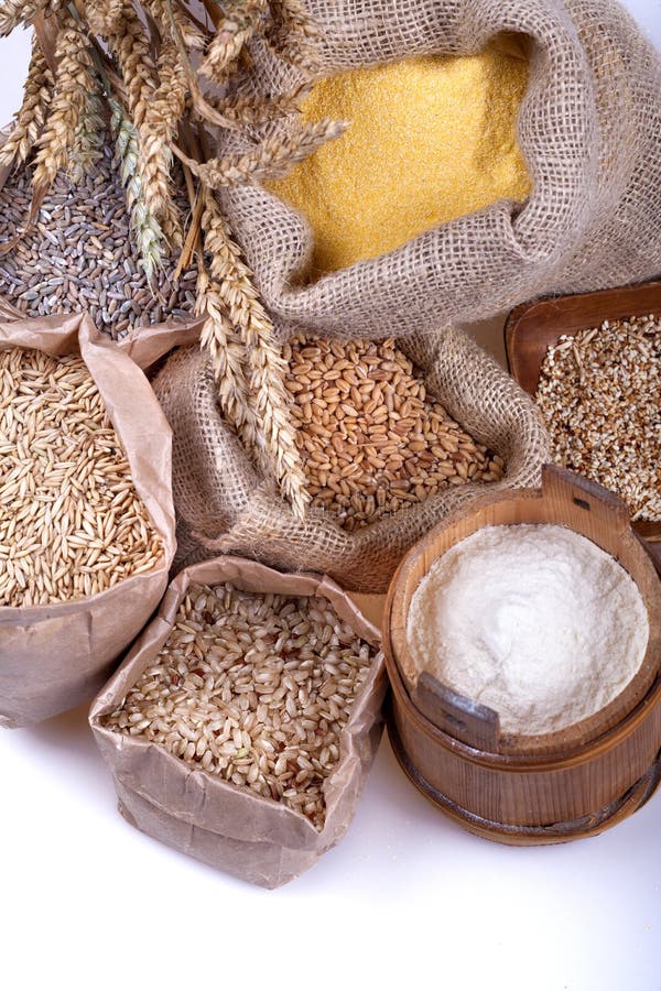 Flour and grains stock photo. Image of assorted, linseed - 32505346