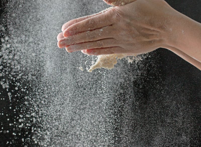 Hands with Flour on a Black Background Stock Photo - Image of dust ...