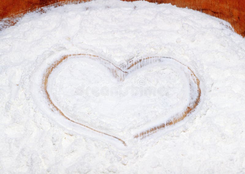 Flour heart on the table stock photo. Image of cookies - 48646968