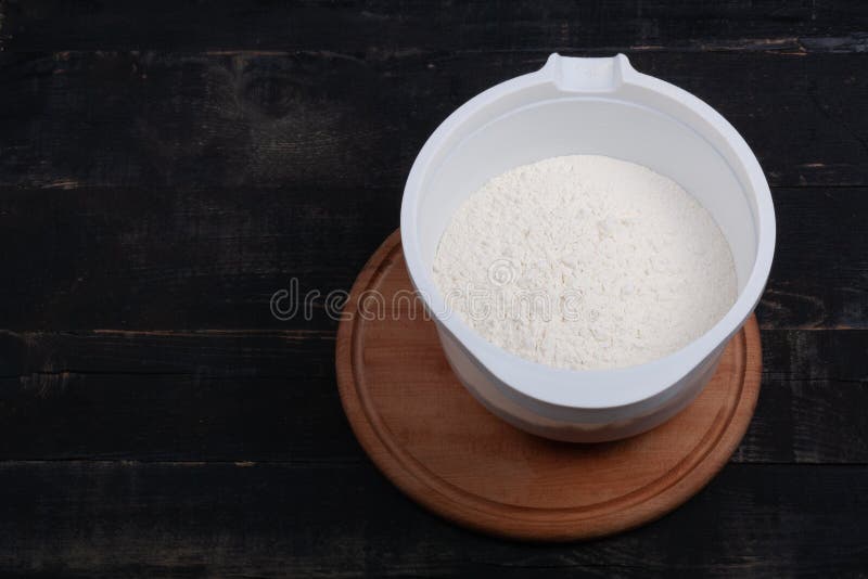 Flour in a Light Bowl on a Wooden Table Stock Image - Image of kitchen ...